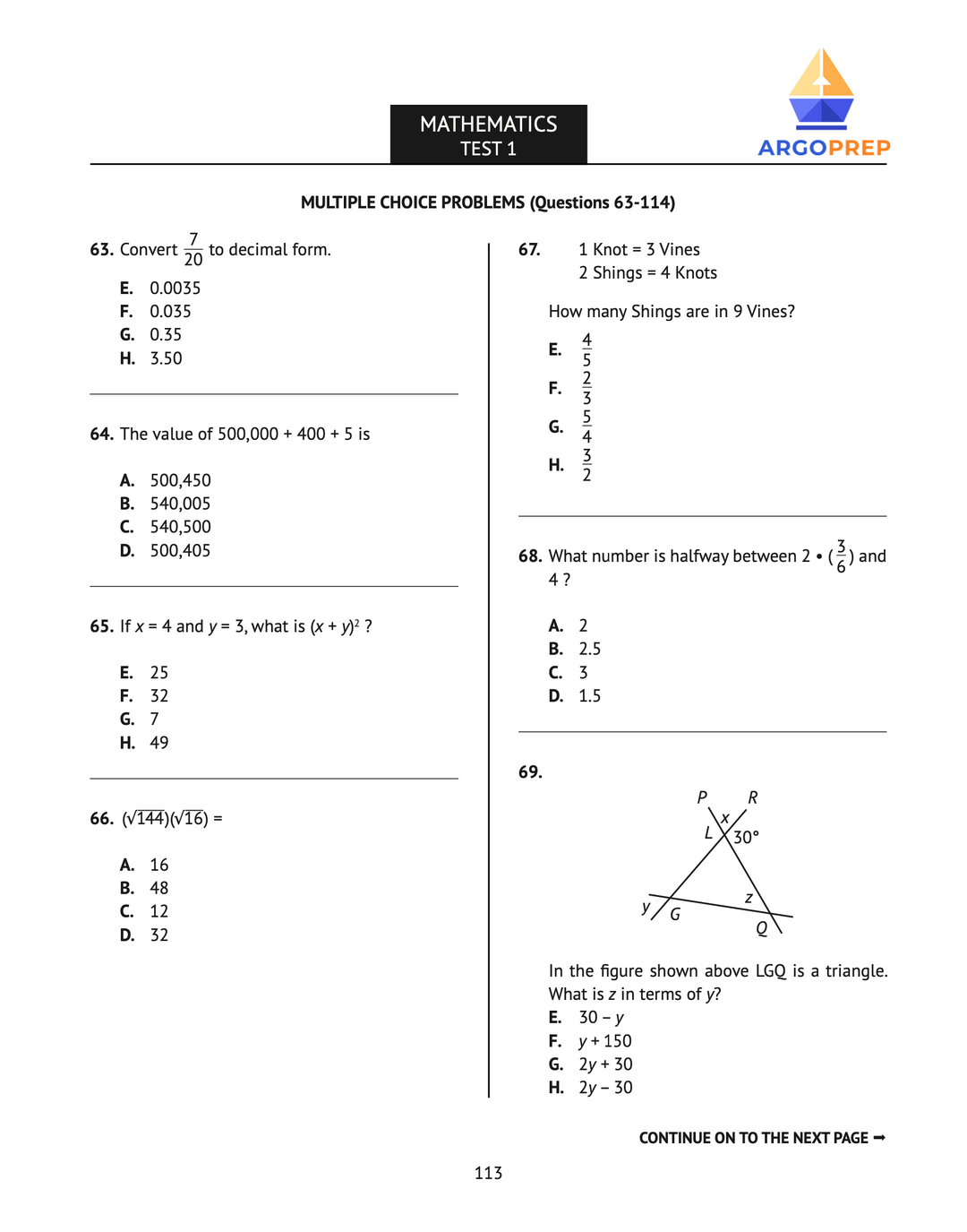 SHSAT (Full-Length Practice Test) – ArgoPrep